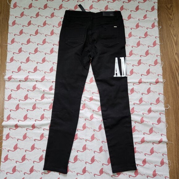 AMIRI | Pants | Amiri Silver Patchwork Letter Logo Slim Fit Ripped ...